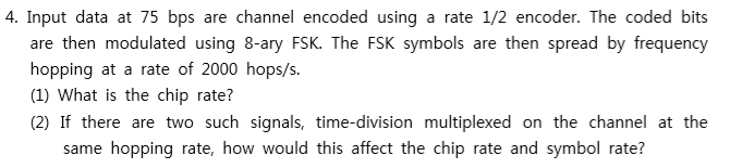 4. Input data at 75 bps are channel encoded using a | Chegg.com