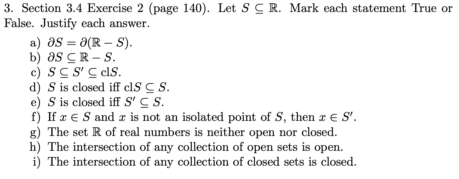 Solved 3. Section 3.4 Exercise 2 (page 140). Let S CR. Mark | Chegg.com