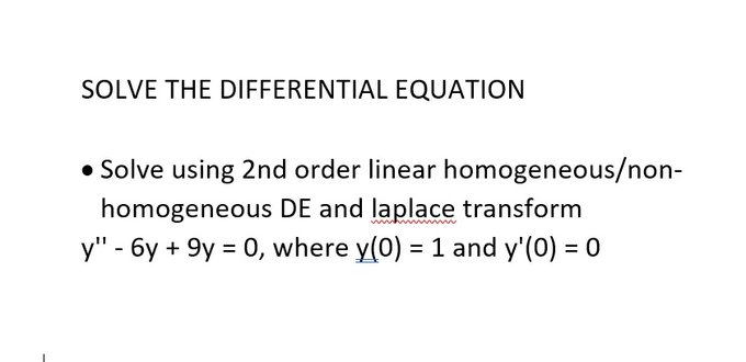 Solved SOLVE THE DIFFERENTIAL EQUATION - Solve using 2 nd | Chegg.com