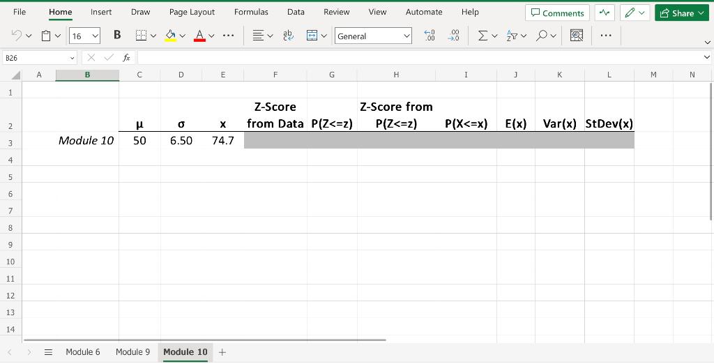 Module 11 Use the data on the "Module 10" worksheet | Chegg.com