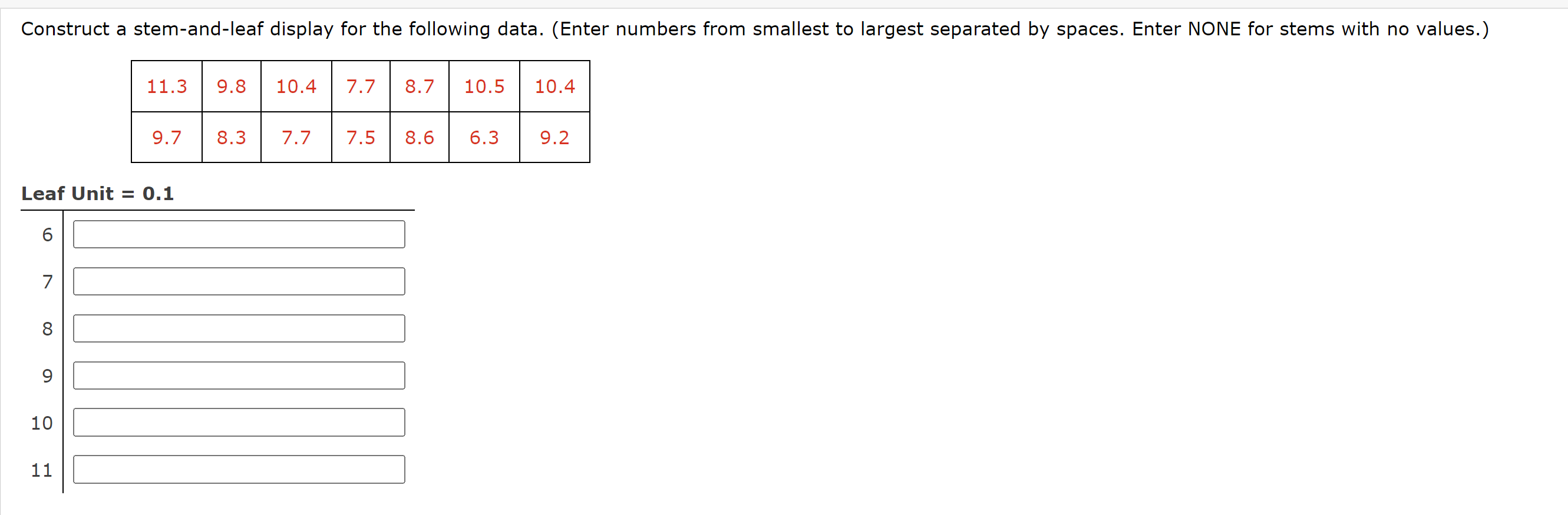 Solved Construct a stem-and-leaf display for the following | Chegg.com