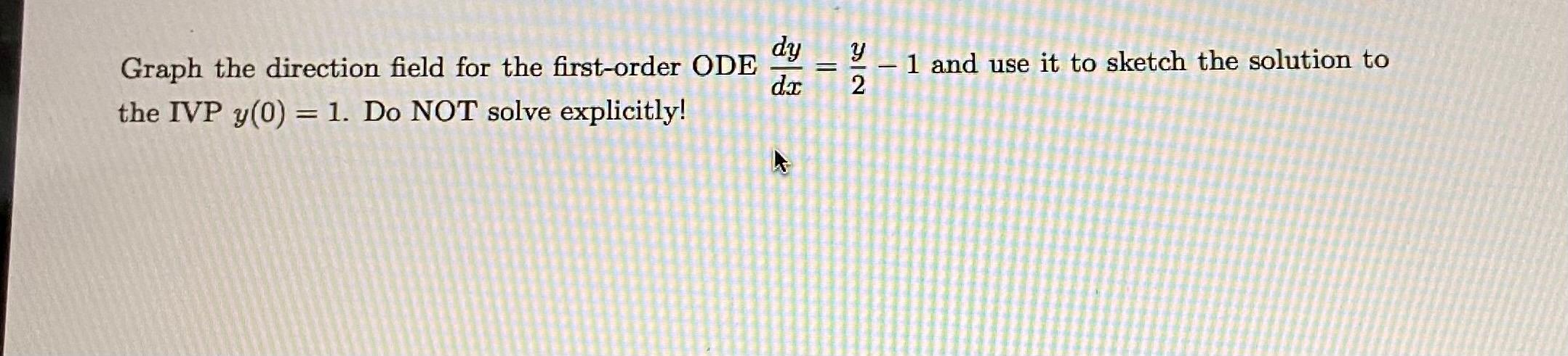 Solved dy Graph the direction field for the first-order ODE | Chegg.com