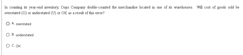 Solved In counting its year-end inventory, Oops Company | Chegg.com