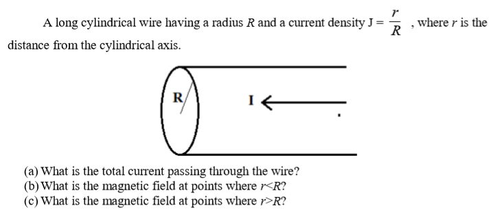 Solved where r is the A long cylindrical wire having a | Chegg.com