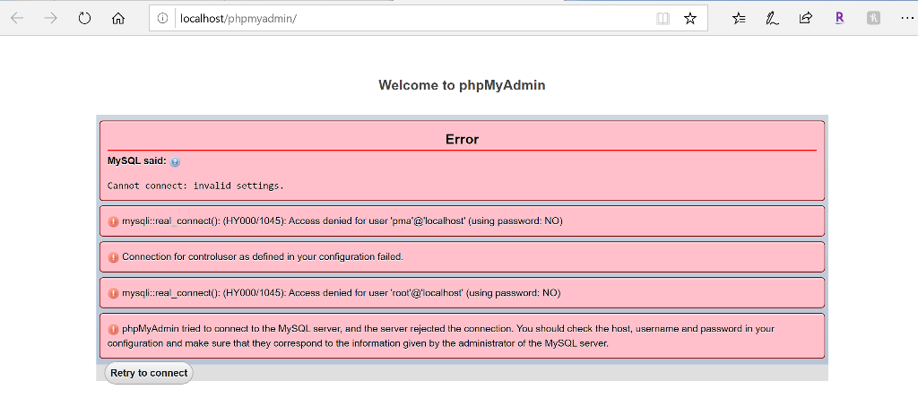 Solved I Am Trying To Access The Localhost Phpmyadmin Chegg Com My 