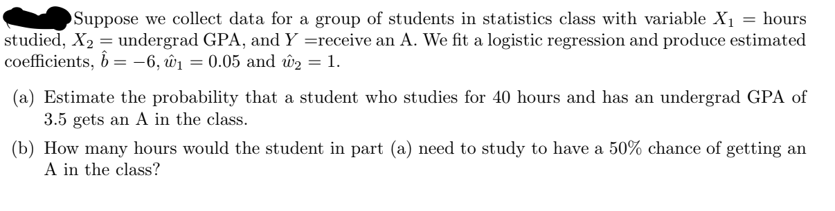 Solved Suppose we collect data for a group of students in | Chegg.com