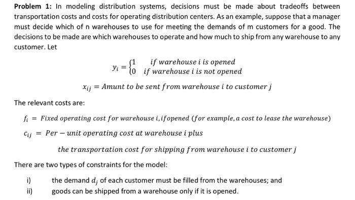 Solved Problem 1: In modeling distribution systems, | Chegg.com
