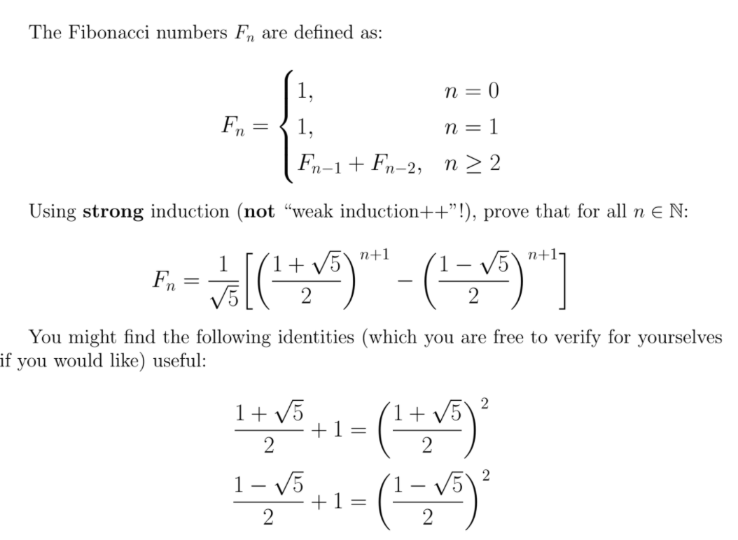 Solved The Fibonacci numbers Fn are defined as: n=0 Fn = {1, | Chegg.com