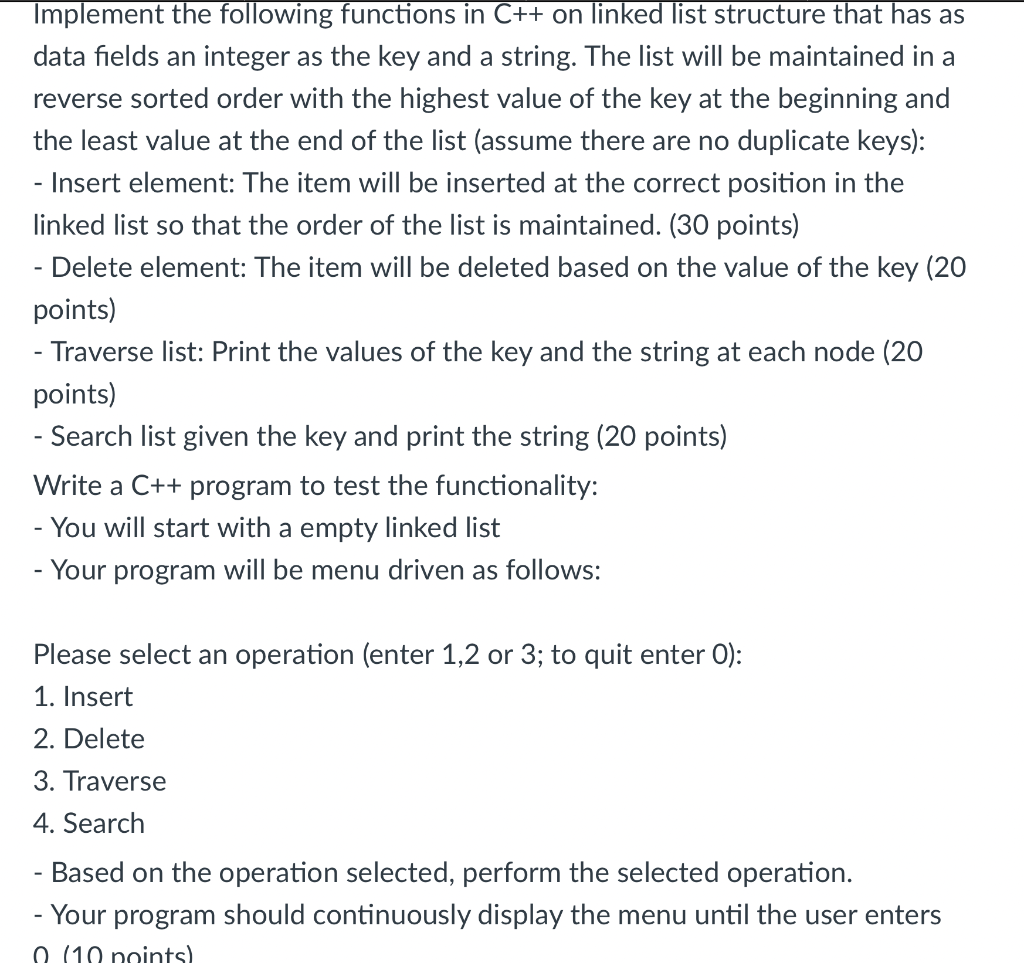 Solved Implement the following functions in C++ on linked | Chegg.com