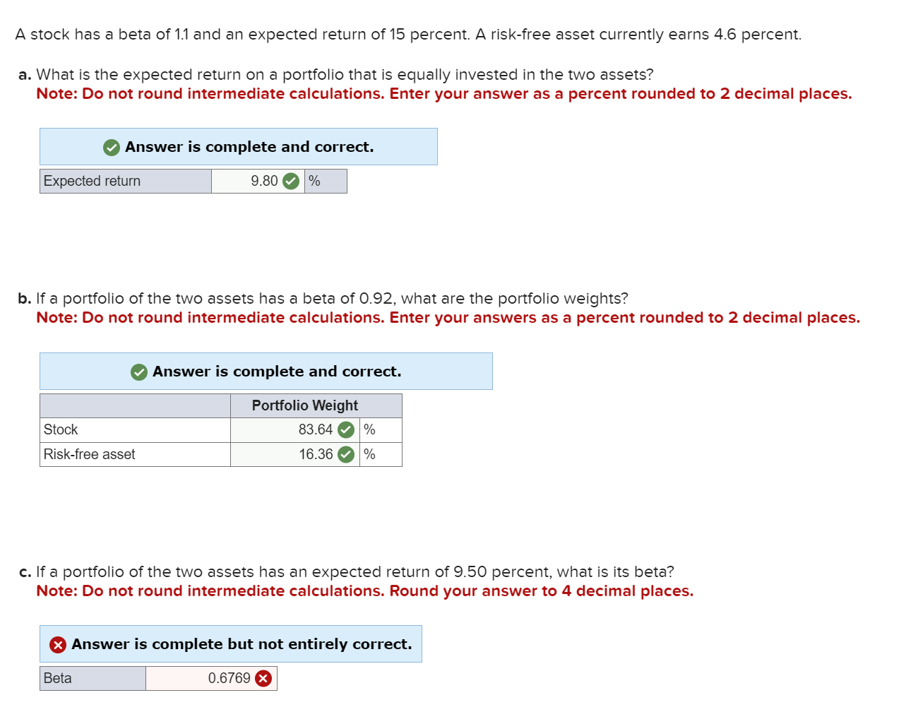 Solved A stock has a beta of 1.1 and an expected return of | Chegg.com