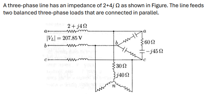 Solved A three-phase line has an impedance of 2+4jΩ ﻿as | Chegg.com