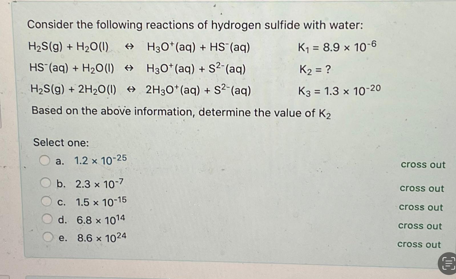 [solved] Consider The Following Reactions Of Hydrogen Sul