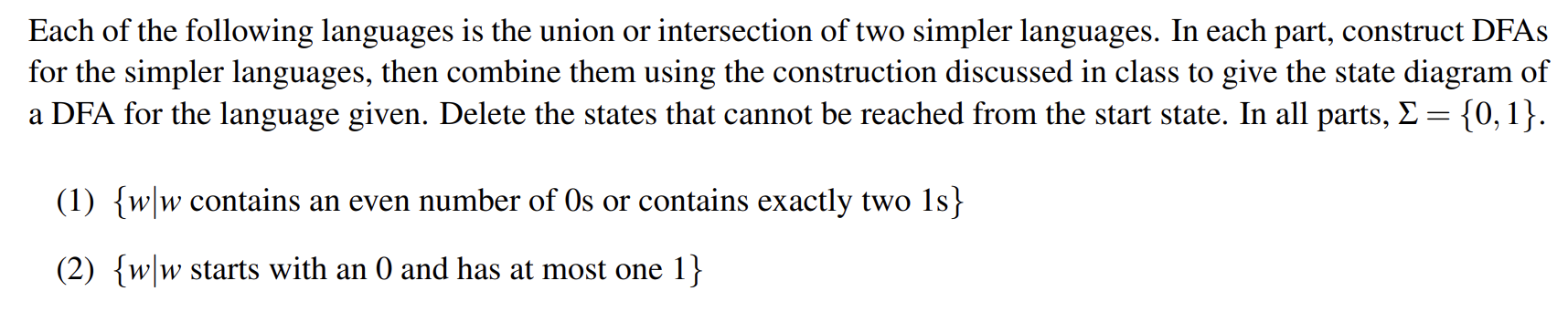 Solved Each of the following languages is the union or | Chegg.com
