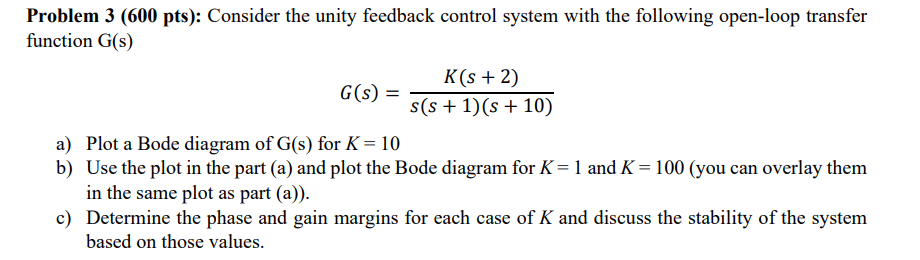 Solved Please Sketch The Bode Plot Diagram For Part A And Do 