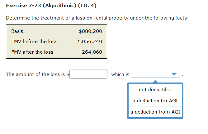Solved Exercise 7-23 (Algorithmic) (LO. 4) Determine the | Chegg.com Solved Exercise 7-23 (Algorithmic) (LO. 4) Determine the | Chegg.com