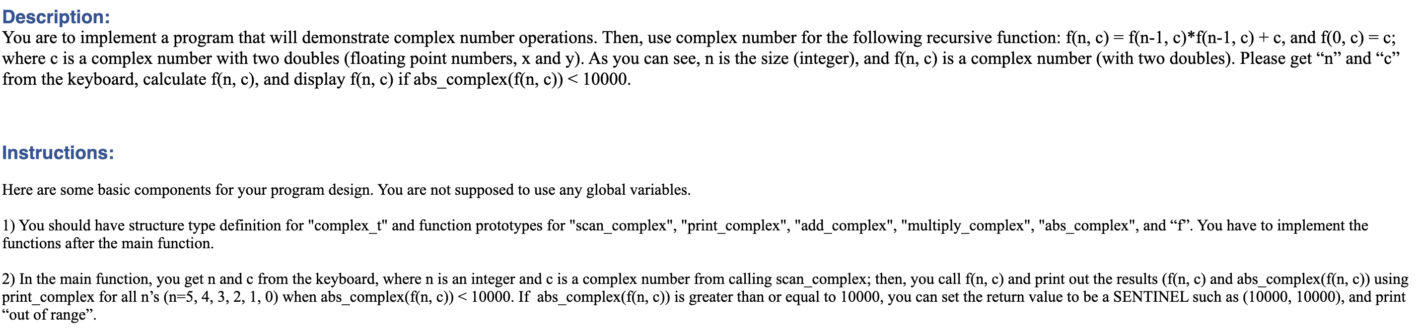 Solved Description You Are To Implement A Program That Will 