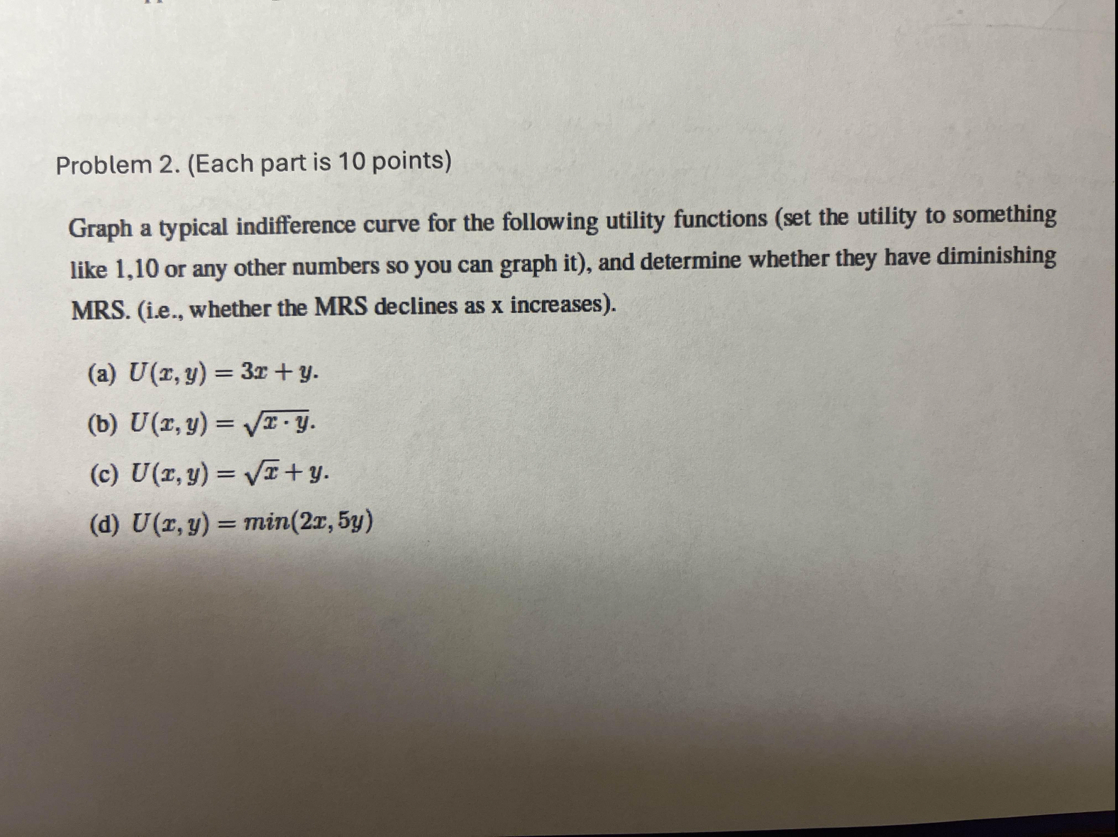 Solved Problem 2. (Each part is 10 ﻿points)Graph a typical | Chegg.com