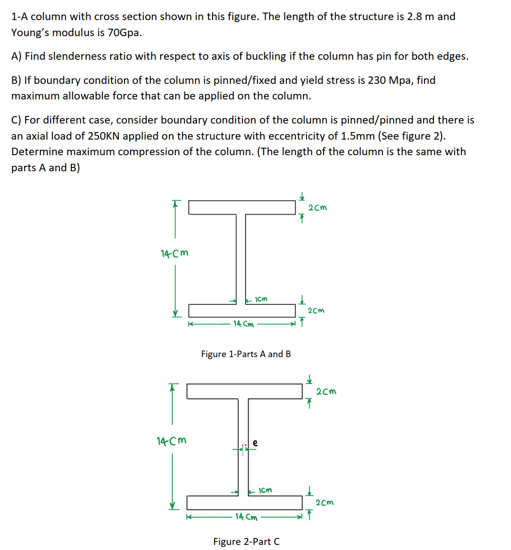 Solved 1-A column with cross section shown in this figure. | Chegg.com