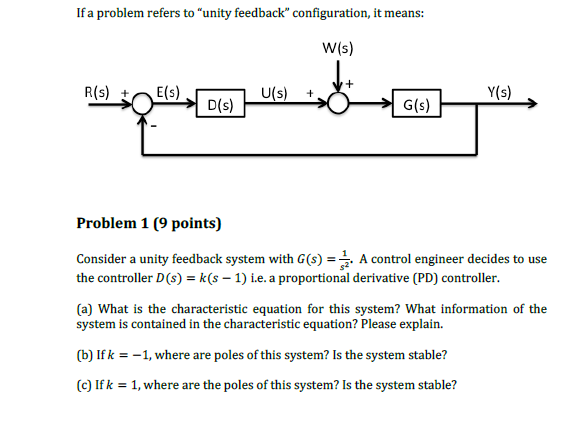 Solved If a problem refers to "unity feedback" | Chegg.com