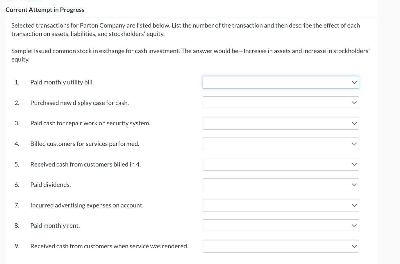 Solved Current Attempt in Progress Selected transactions for | Chegg.com