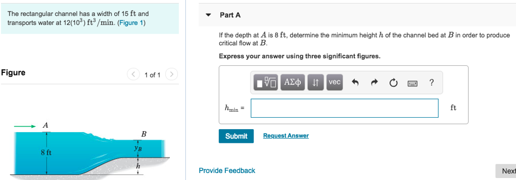 Solved The rectangular channel has a width of 15 ft and | Chegg.com