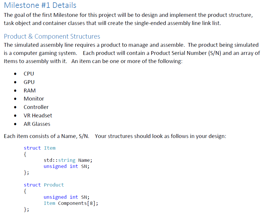 Milestone #1 Details The goal of the first Milestone | Chegg.com