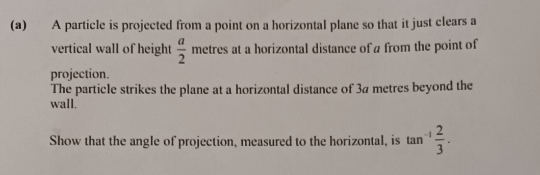 Solved (a) ( a A particle is projected from a point on a | Chegg.com