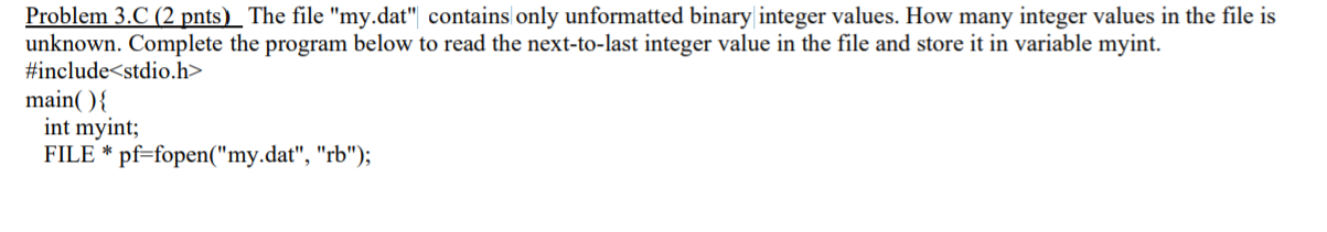 Solved Problem 3c 2 Pnts The File Mydat Contains 