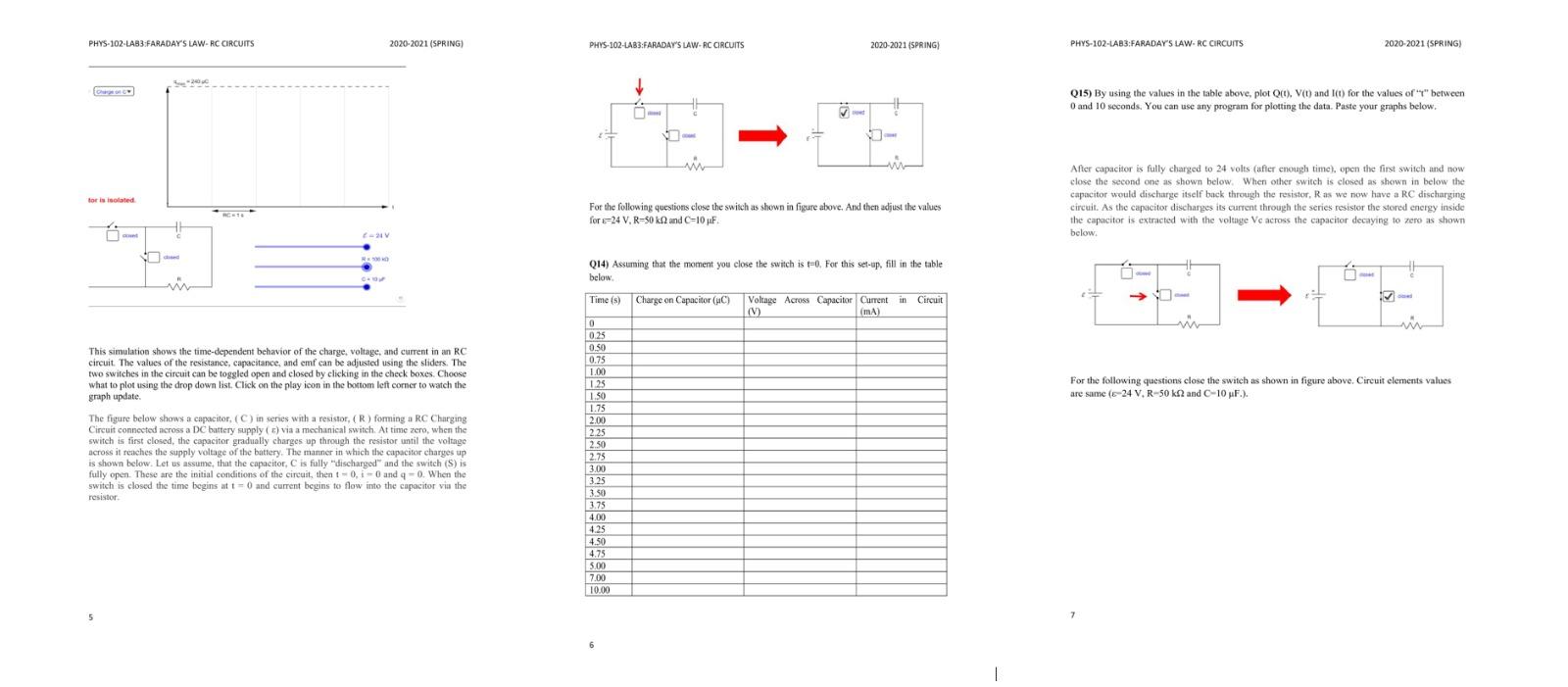 PHYS-102 LAB3-FARADAY'S LAW-RC CIRCUITS -:- 2020-2021 | Chegg.com