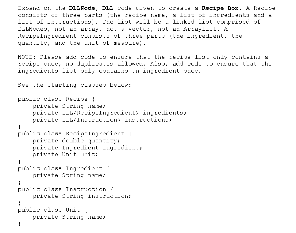 Solved Expand on the DLLNode, DLL code given to create a | Chegg.com