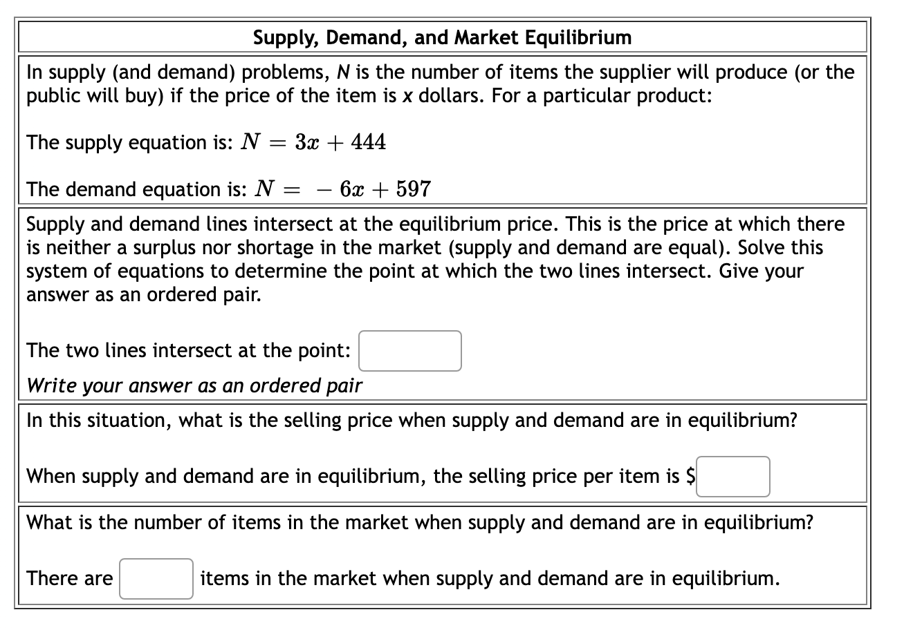 Solved Supply, Demand, and Market Equilibrium In supply (and | Chegg.com