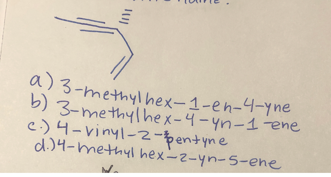 Solved TUI 13-methyl hex-1-en-4-yne b) | Chegg.com