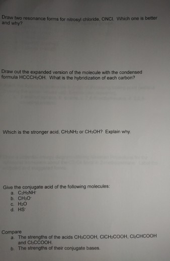 Solved Draw two resonance forms for nitrosyl chloride, ONCI. | Chegg.com