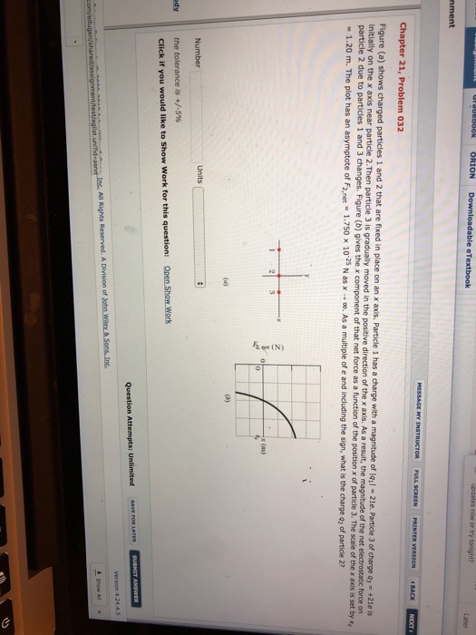 Solved nment 032 Figure (a) shows charged particles 1 and 2 | Chegg.com