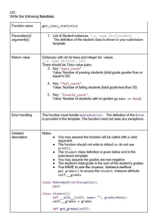 Solved Q2a. Write a class that fulfils the following | Chegg.com