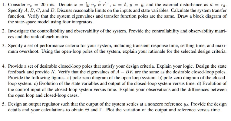 Solved 1 Bicycle Model of Lateral Vehicle Dynamics Lateral | Chegg.com