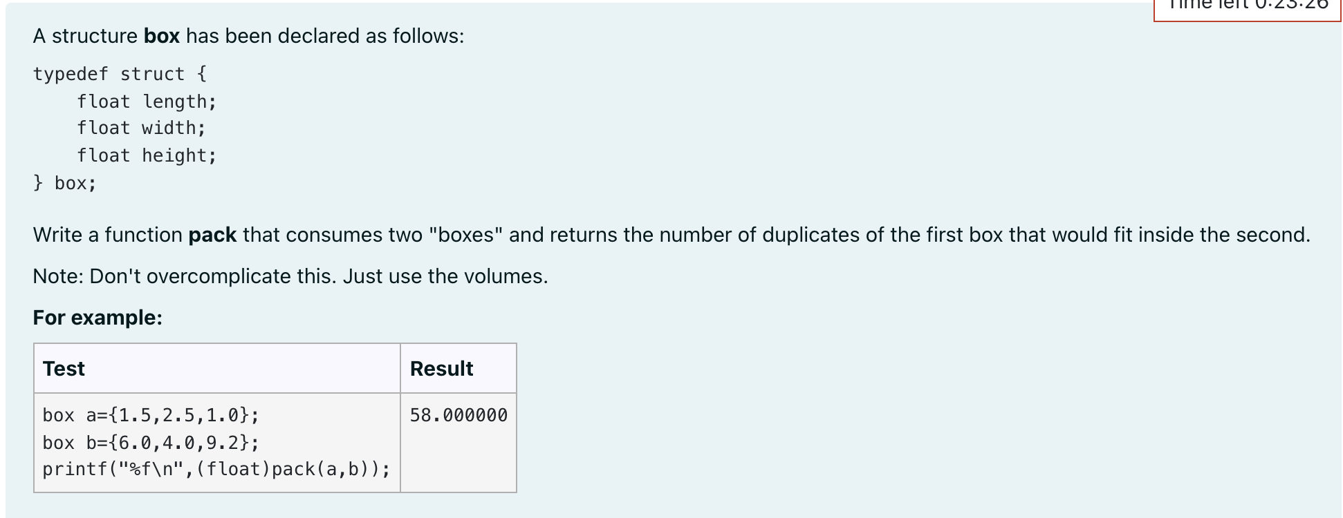Solved 02520 A Structure Box Has Been Declared As Follows 