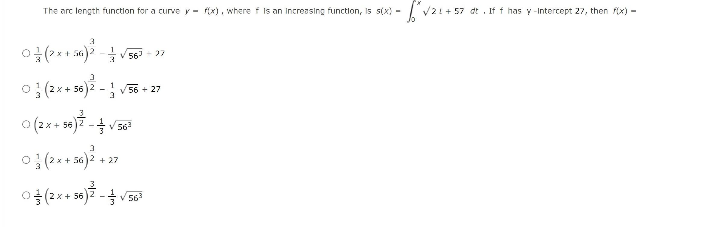 Solved The arc length function for a curve y=f(x), where f | Chegg.com