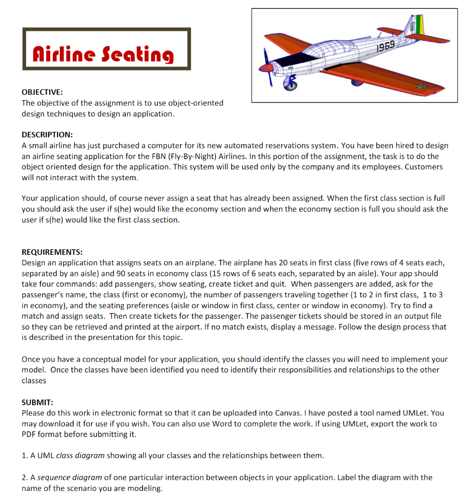 Solved Airline Seating 1969 OBJECTIVE: The objective of the | Chegg.com