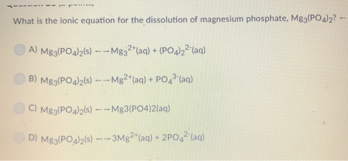 Solved What is the ionic equation for the dissolution of | Chegg.com