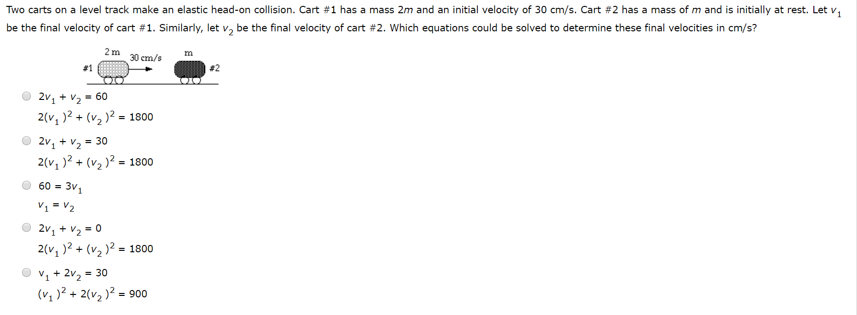 Solved Two carts on a level track make an elastic head-on | Chegg.com