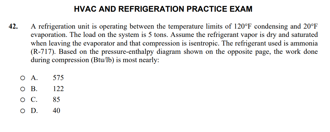Solved HVAC AND REFRIGERATION PRACTICE EXAM42. ﻿A | Chegg.com