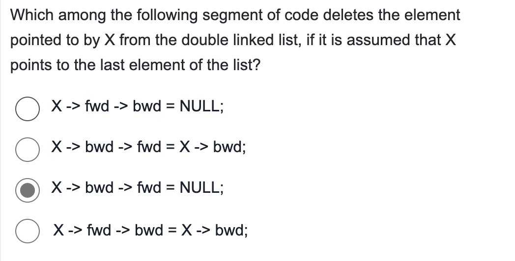 Solved Which among the following segment of code deletes the | Chegg.com