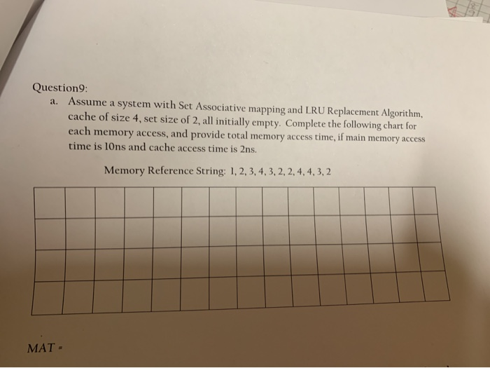 Solved QuestionS: a. Assume a system with Set Associative | Chegg.com