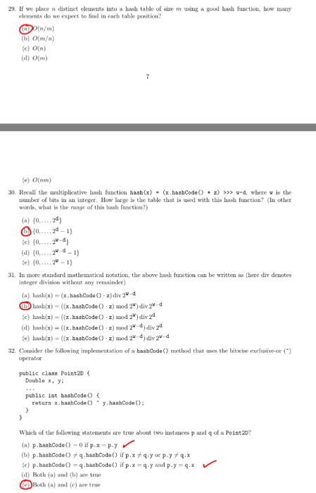 Solved 2. If we place n distinct elements into a hash table | Chegg.com