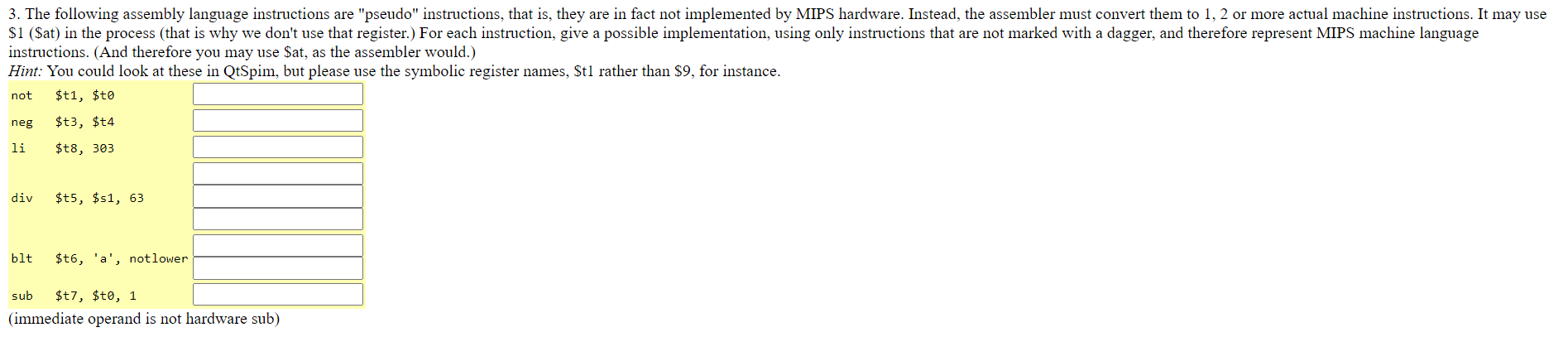 Solved 3. The following assembly language instructions are | Chegg.com