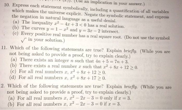 Solved 7. For each of the following statements, give an | Chegg.com
