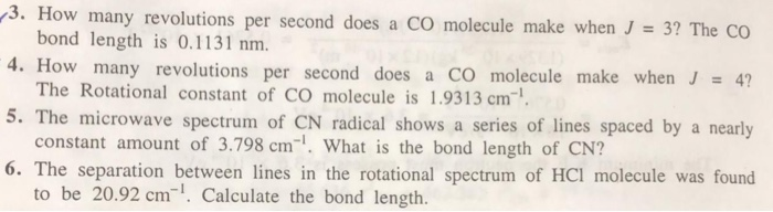 Solved 3. How many revolutions per second does a CO molecule | Chegg.com