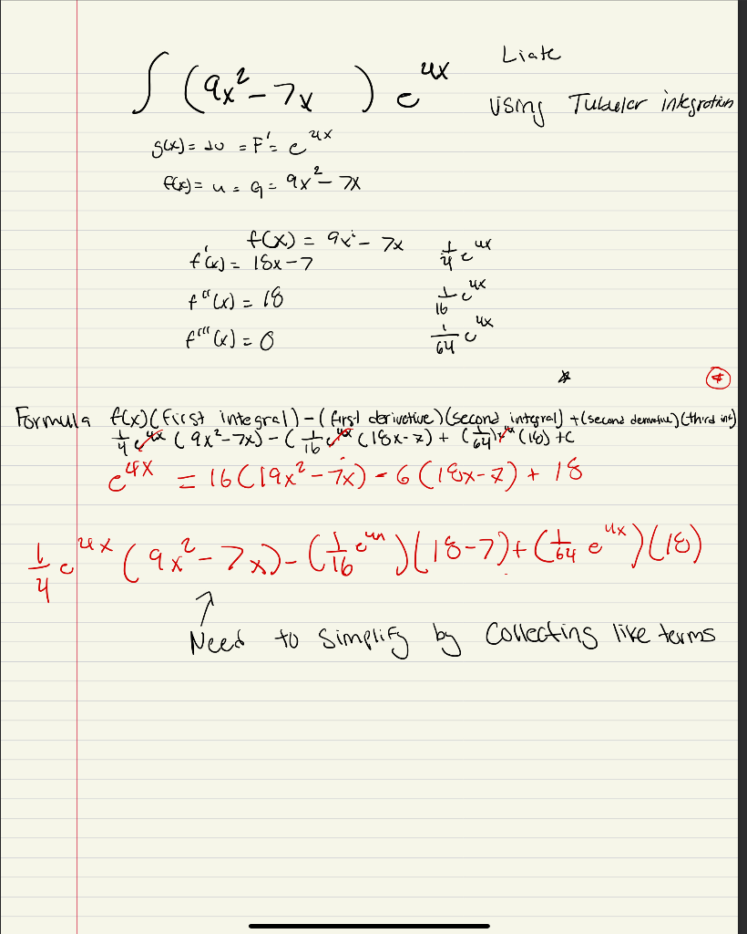 Solved Integration by parts using the tabular method the | Chegg.com
