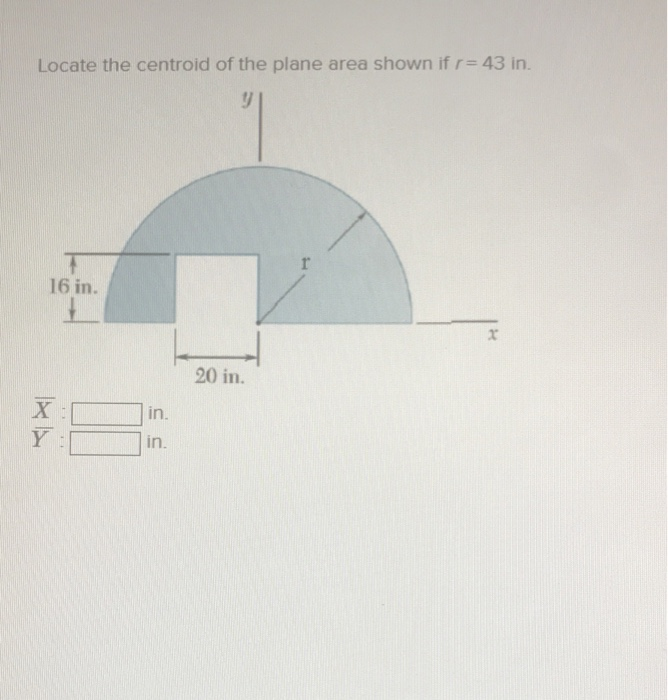Solved Locate the centroid of the plane area shown if r= 43 | Chegg.com